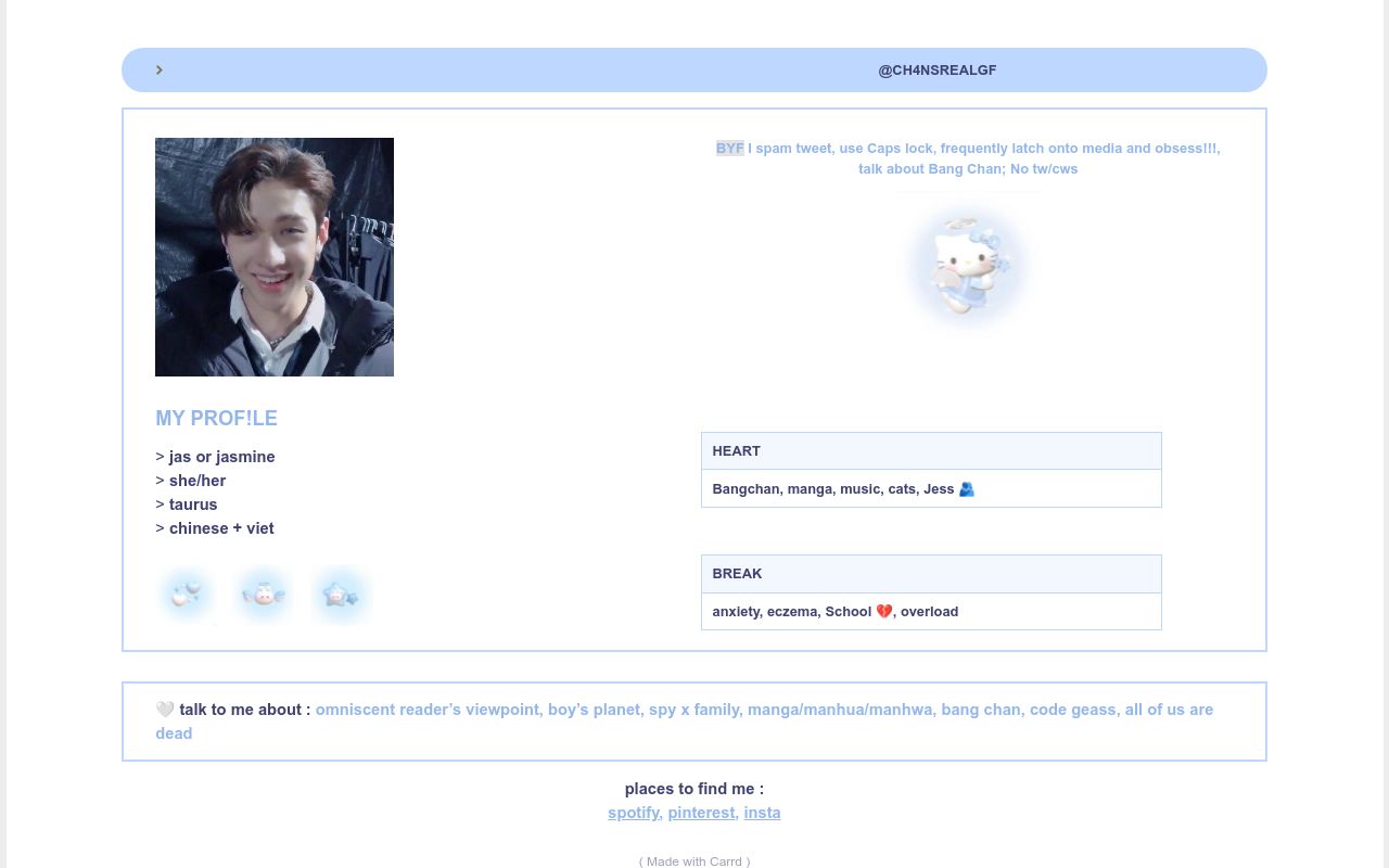 chan’s gf (REAL) carrd